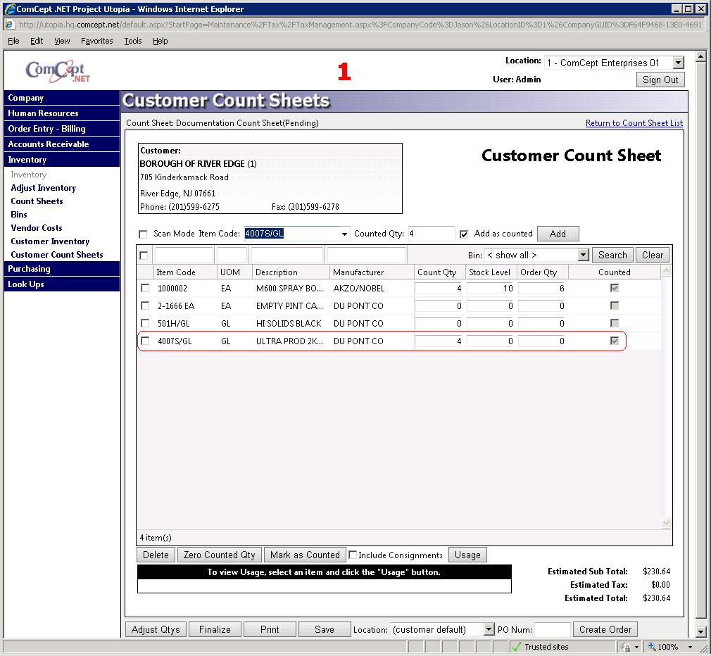 Customer Count Sheet Help Documentation - ComCept Documentation