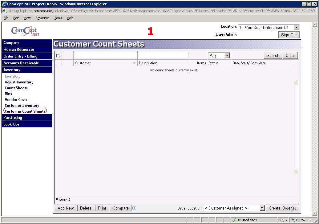 Customer Count Sheet Help Documentation - ComCept Documentation