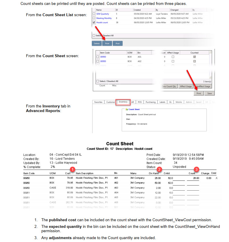 Count Sheets - ComCept Documentation